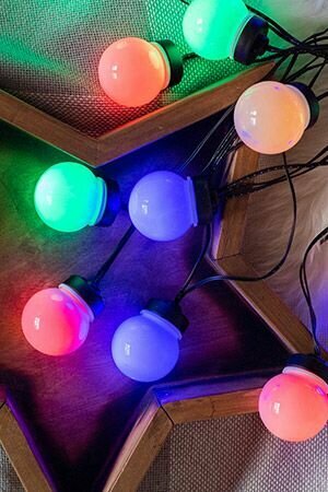 Ретро гирлянда пастельные шары, 40 LED-огней, 19.5+3 м, черный провод, уличная, Kaemingk 492963