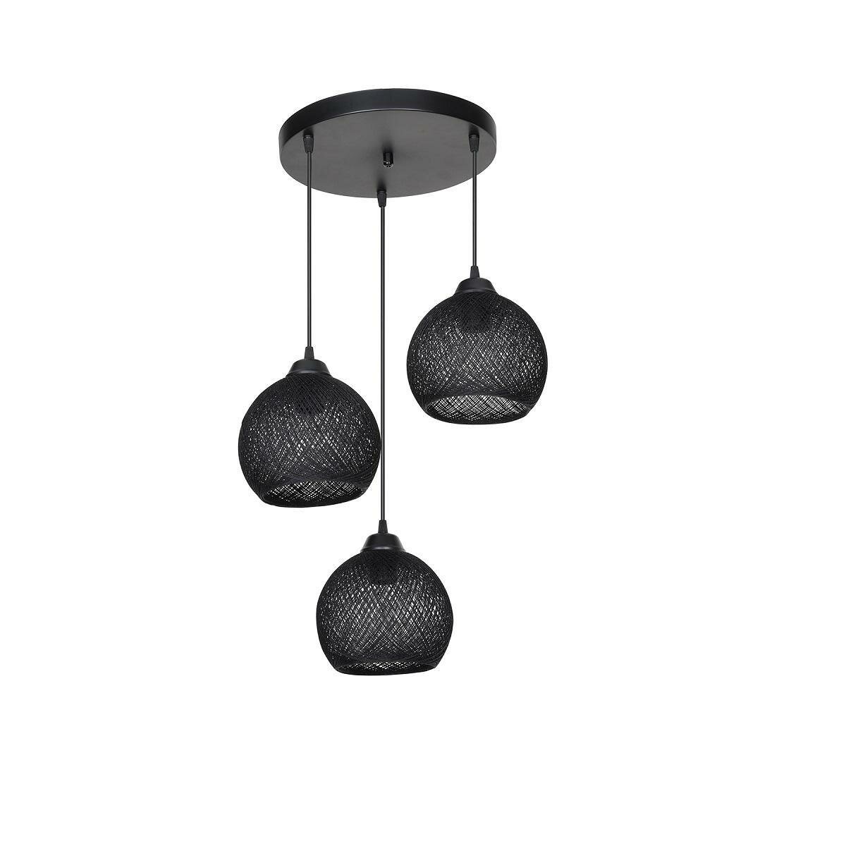 Подвесная люстра Toplight Lizbeth TL1612R-03BK, цвет Черный/Черный, материал Пластик/Текстиль