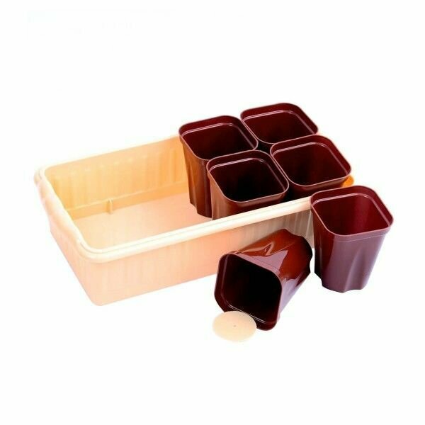 Набор для рассады 6 стаканчиков 0,25л со съемным дном, с поддоном, рассадник Дом и Дача Радиан