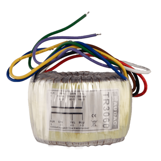 Audac TR3060- Тороидальный трансформатор, 60 Вт / 100/70/50 В, 2/4/8 Ом