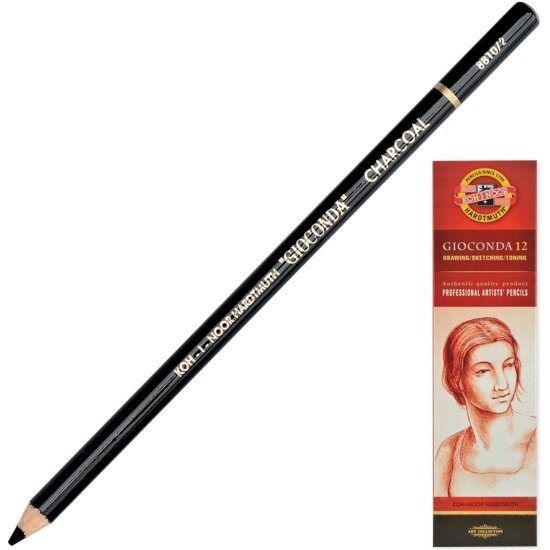 Карандаш Koh-i-noor угольный , 1 шт, "Gioconda", корпус черный, средняя твердость, 3,8 мм, 8810002001KS