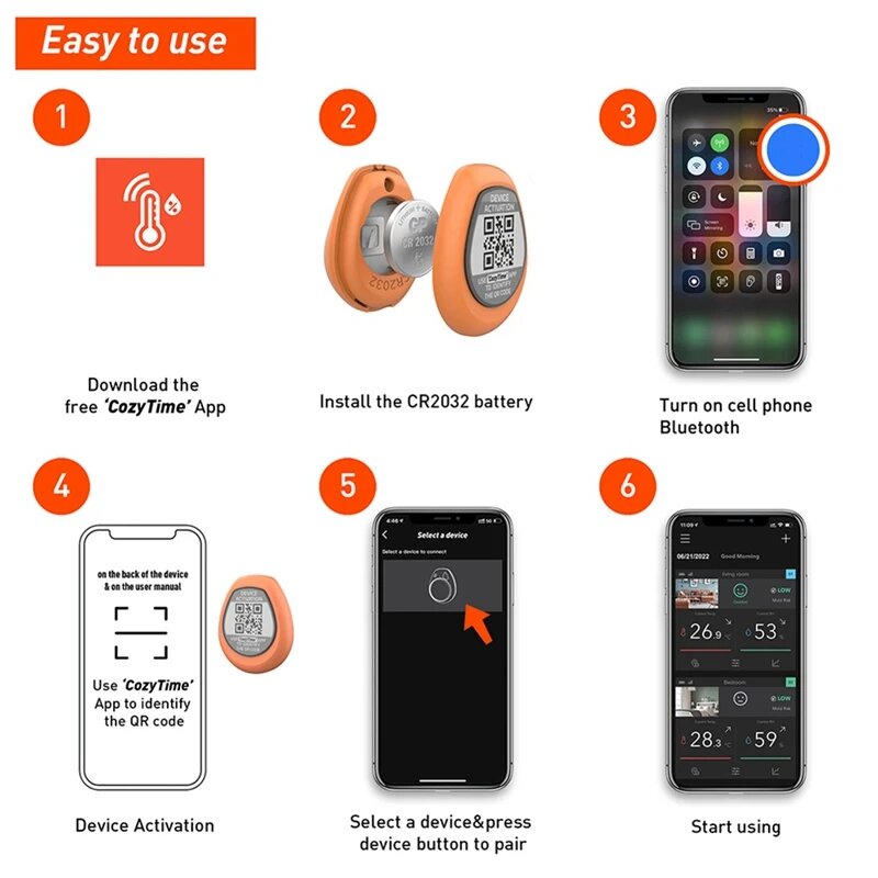 Умный внутренний Bluetooth мини датчик влажности и температуры, беспроводной Термогигрометр для сигар, шкафов, рептилий, прочный (C)