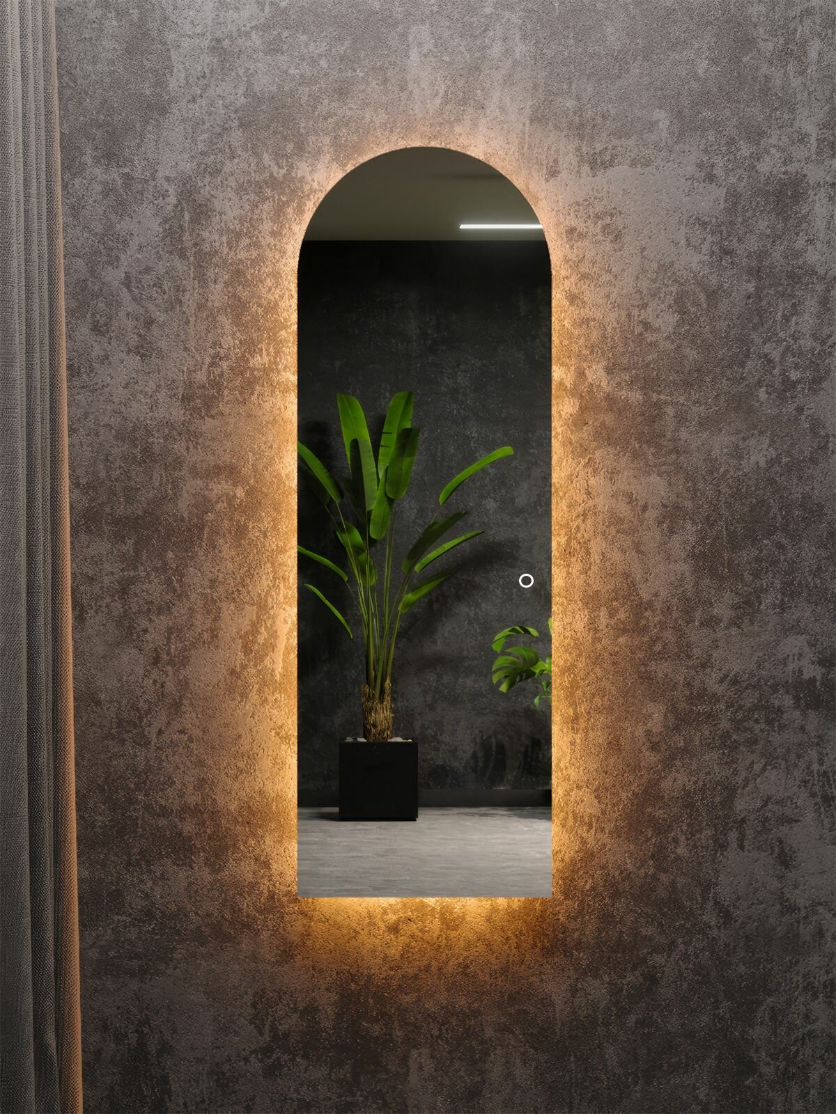 Зеркало настенное арка в полный рост с подсветкой 40х115см теплый свет