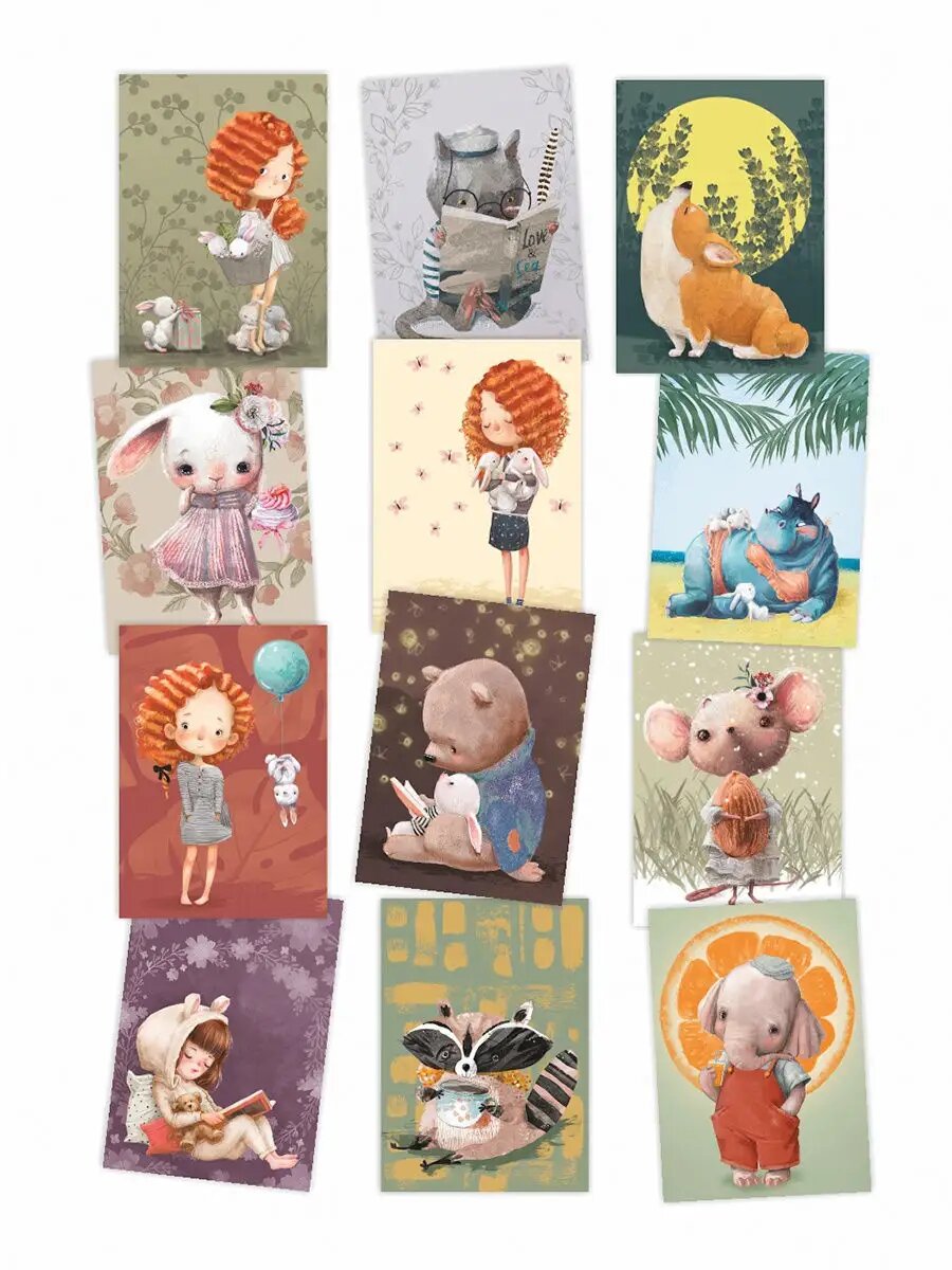 Открытки 12 штук для посткроссинга №2 Ева Фарб