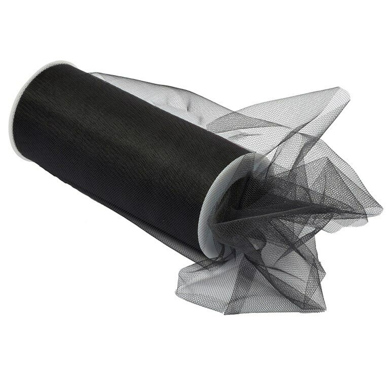 Фатин в роликах (шпульках) средней жесткости 15 см (150мм) цв. черный (22 метра)