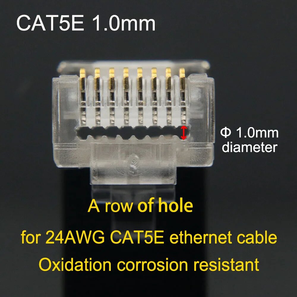 50шт RJ45 разъем Cat5E, Gold plated 6U