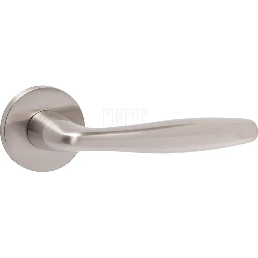 Дверная ручка Punto (Пунто) на круглой розетке "FORTUNA" матовый никель