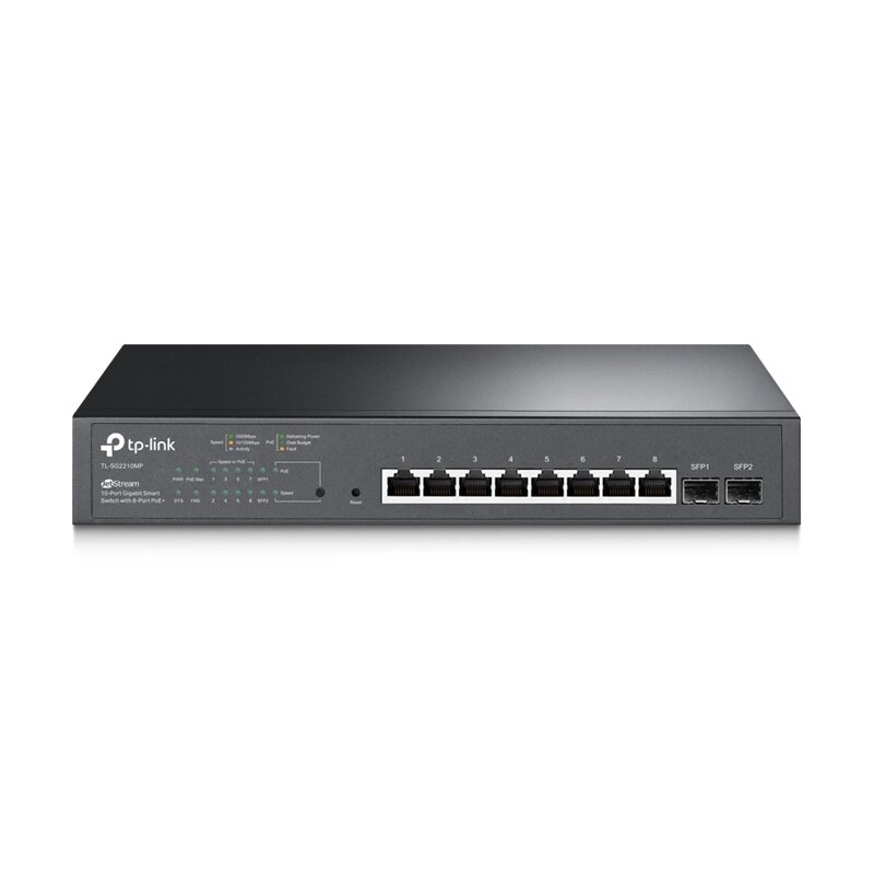 Коммутатор TP-Link SG2210MP (L2+) 8x1Гбит/с 2SFP 8PoE+ 150W