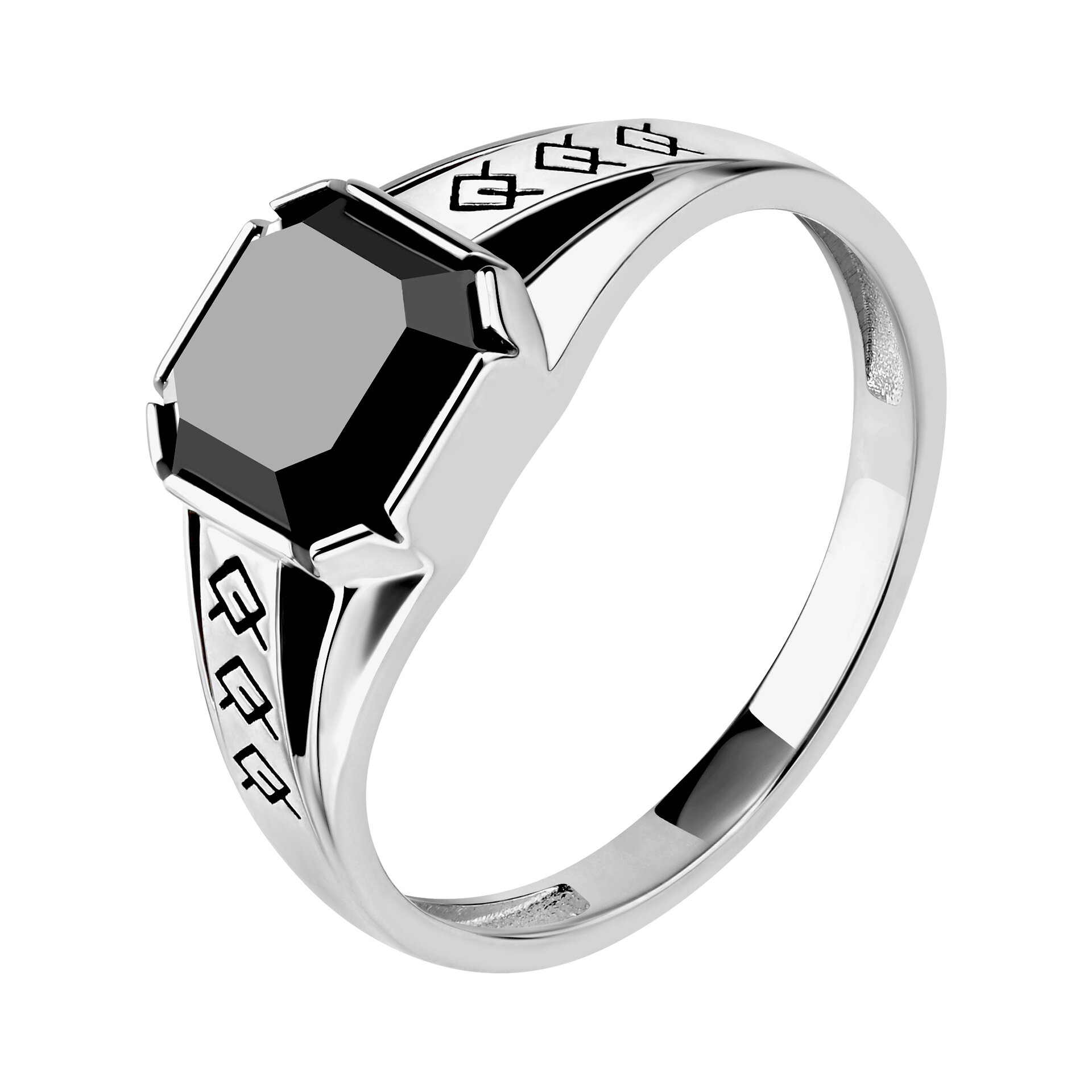 Печатка, серебро, 925 проба, родирование, фианит