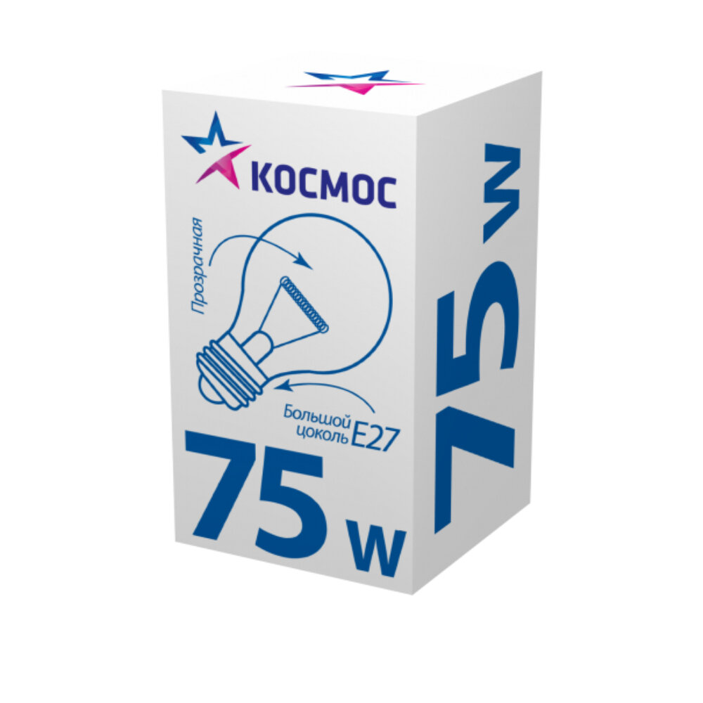 Лампа накаливания, 75W, 220V - для внутреннего и наружного освещения объектов промышленного, коммерческого и бытового назначения.