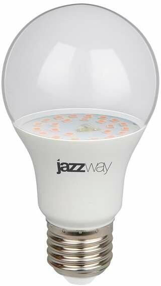 Лампа светодиодная PPG A60 Agro 9Вт A60 грушевидная прозрачная E27 IP20 для растений красн./син. спектр clear JazzWay 5008946