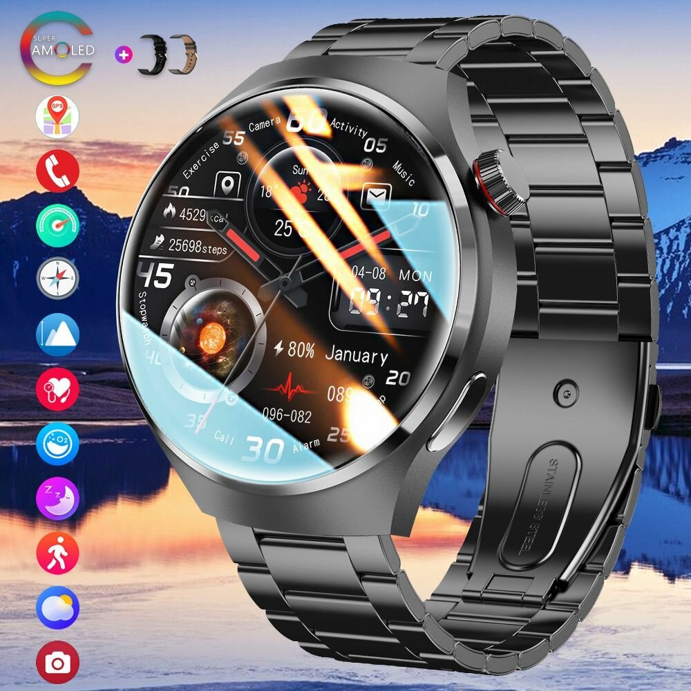 Cмарт-часы Smart Watch Premium 4 Pro, Edition 2023-2024, 46мм, 3 ремешка в комплекте, (наручные смарт часы для айфон/андроид) электронные