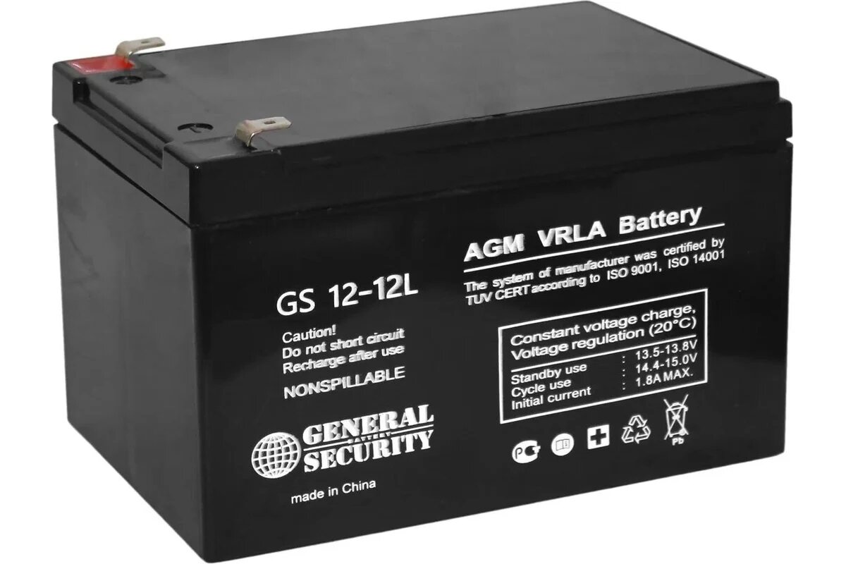 General Security Аккумуляторная батарея GS12-12L 12В 12 Ач УТ-00001373
