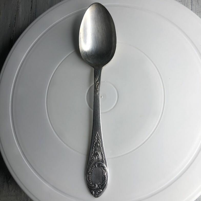 Столовая ложка винтажная, ЗiД мнц, 50-е г. Киев, СССР "ажурная", 20.5см, мельхиор