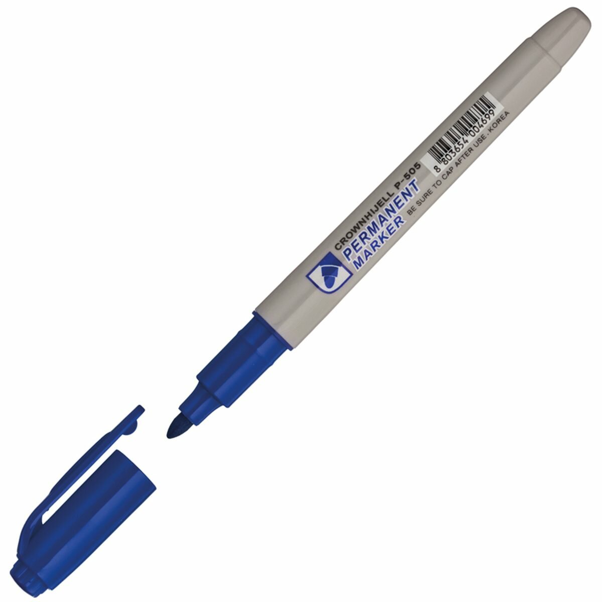 Маркер перманентный Crown Multi Marker Slim (2мм, круглый наконечник, синий) 12шт. (P-505)