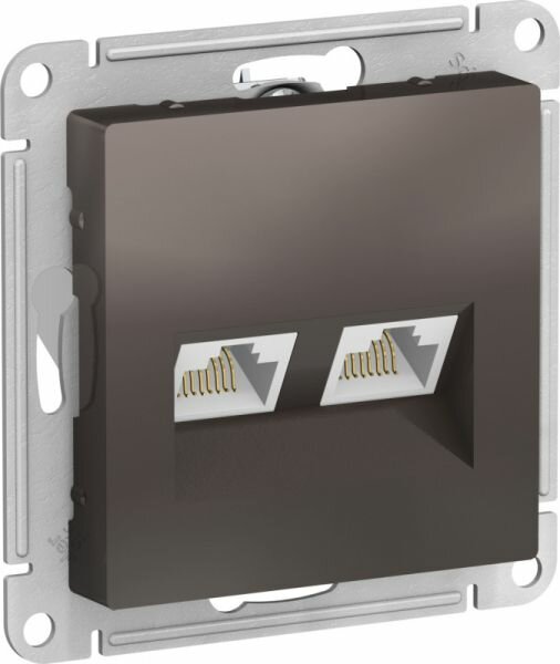 4 шт. Systeme Electric AtlasDesign Мокко Розетка двойная компьютерная RJ45+RJ45, кат.5E, механизм, ATN000685