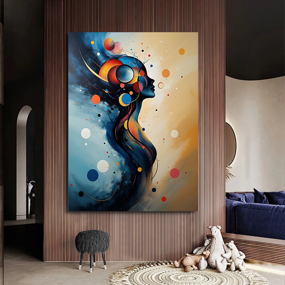 ПОП АРТ / силуэт девушки, яркая картина на стену / в гостинную, 40х60 см.