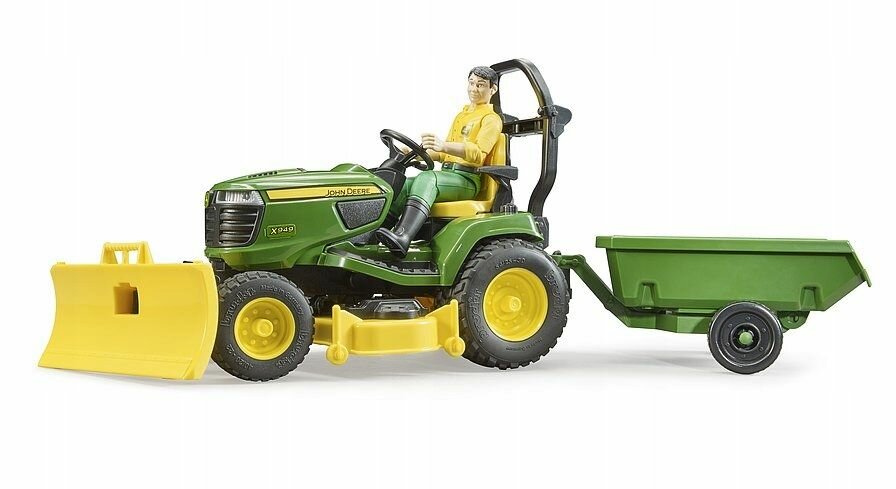 Игрушечный транспорт Bruder - Садовый трактор John Deere с прицепом/ Газонокосилка - Брудер 62104