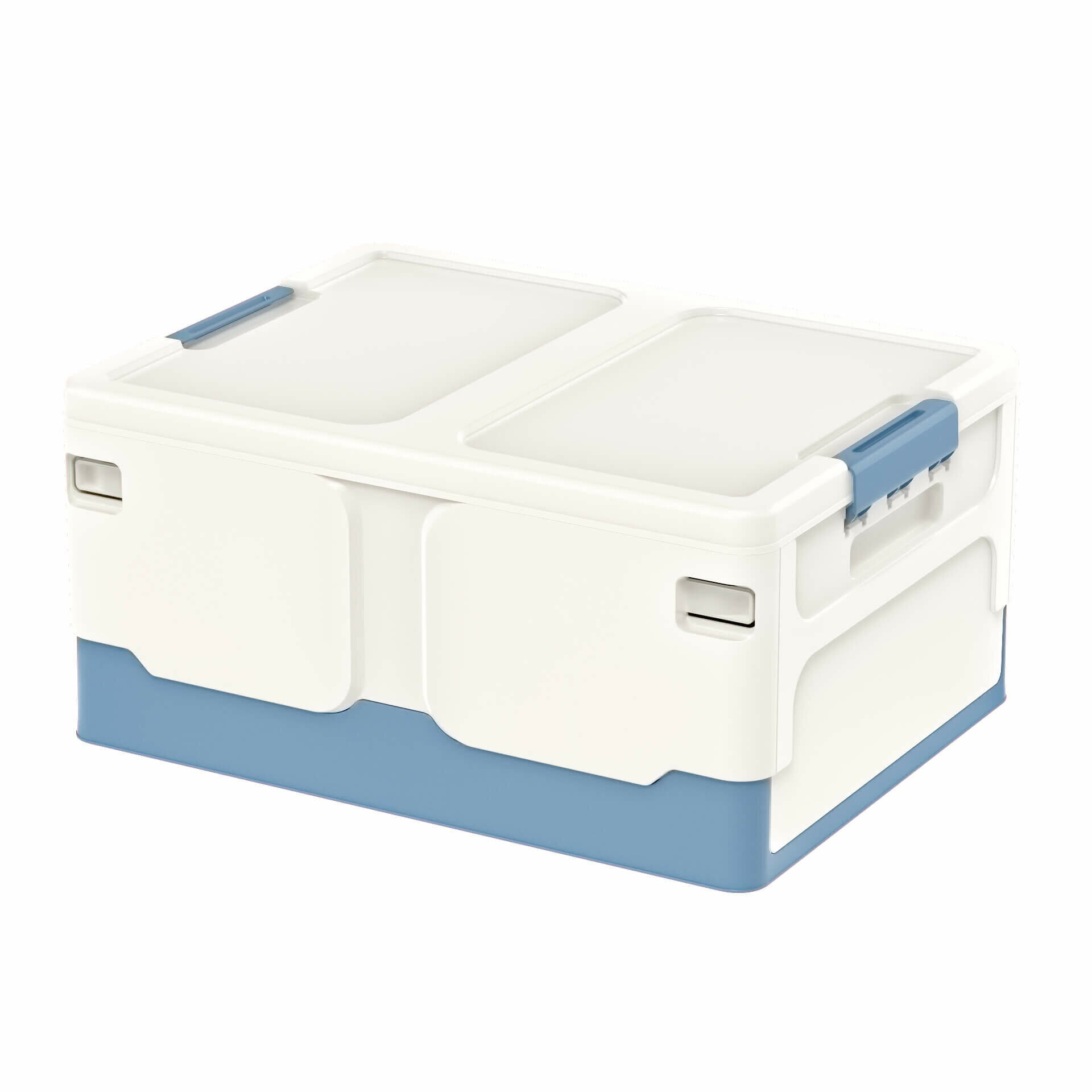 Ящик пластиковый складной белый, дно синее, 480х360х240 мм