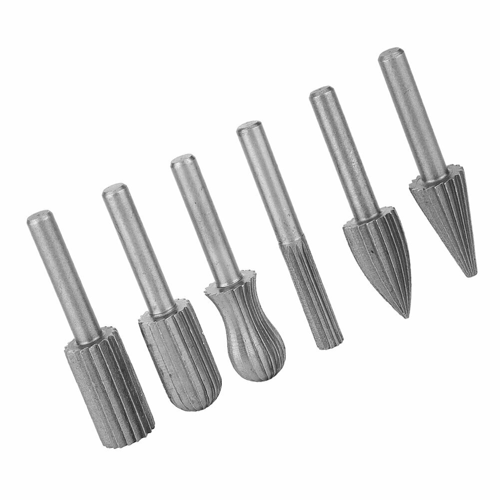 6 шт, фреза из карбида вольфрама, напильник по дереву, металлическая гравировальная шлифовальная насадка, хвостовик 6 мм