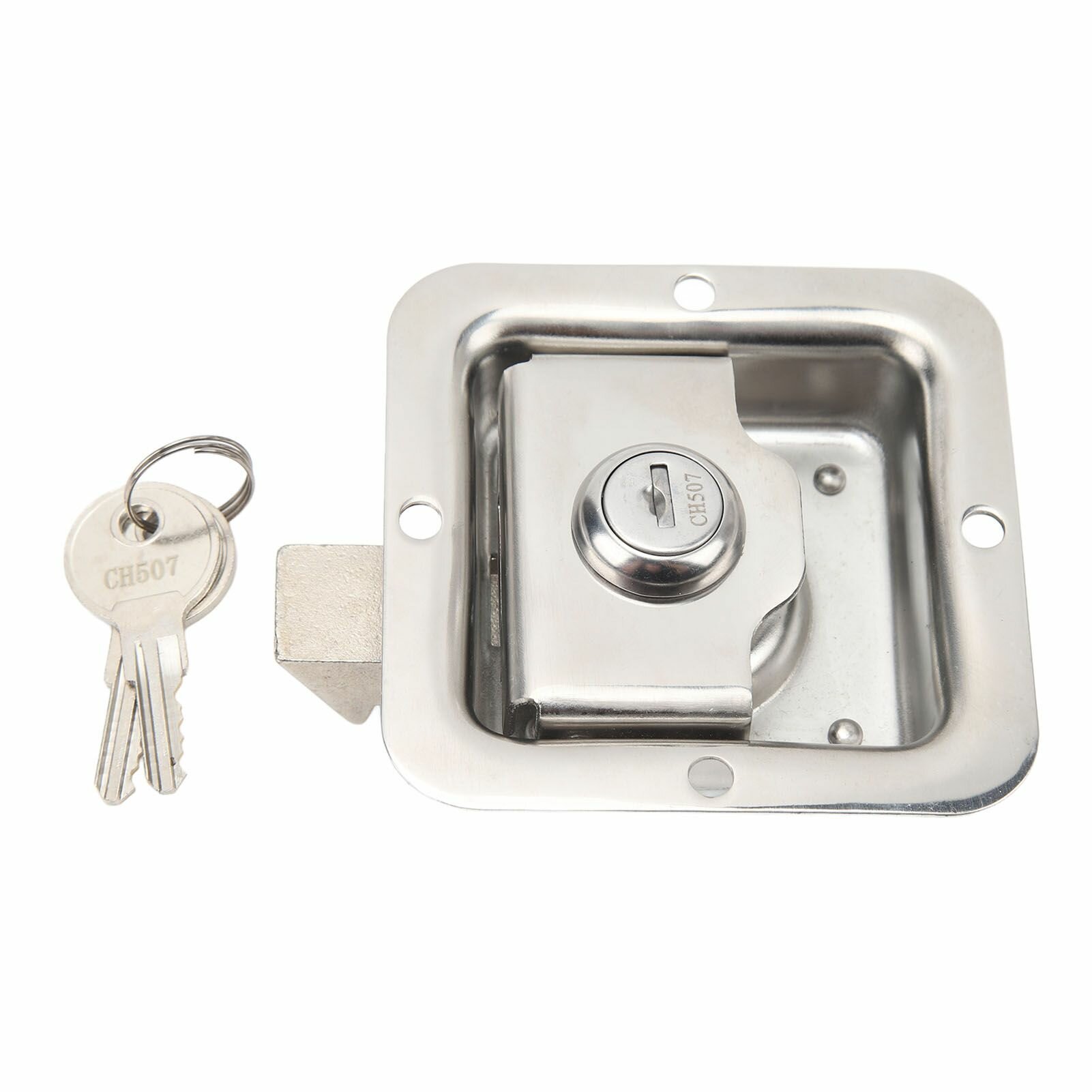 Ручка защелки ящика из нержавеющей стали 304, зеркальная полировка, с 2 ключами, для внедорожников, грузовиков