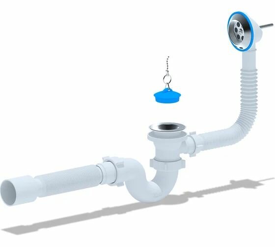 Сифон для ванны 1"1/2 х 40 с выпуском и переливом АНИ пласт Е155