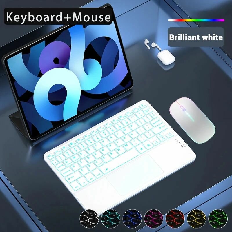 Клавиатура и мышь с Bluetooth-подсветкой Touchpad для iOS, Android Huawei Xiaomi, Windows, клавиатура и мышь на русском языке