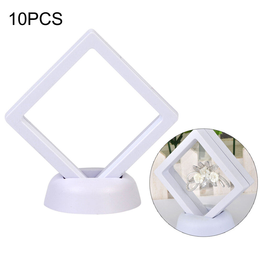 10 шт. 3D плавающая рамка-витрина, отдельно стоящий плавающий футляр для хранения ювелирных изделий для монет, минералов, часов 3,54x3,54 дюйма, белый