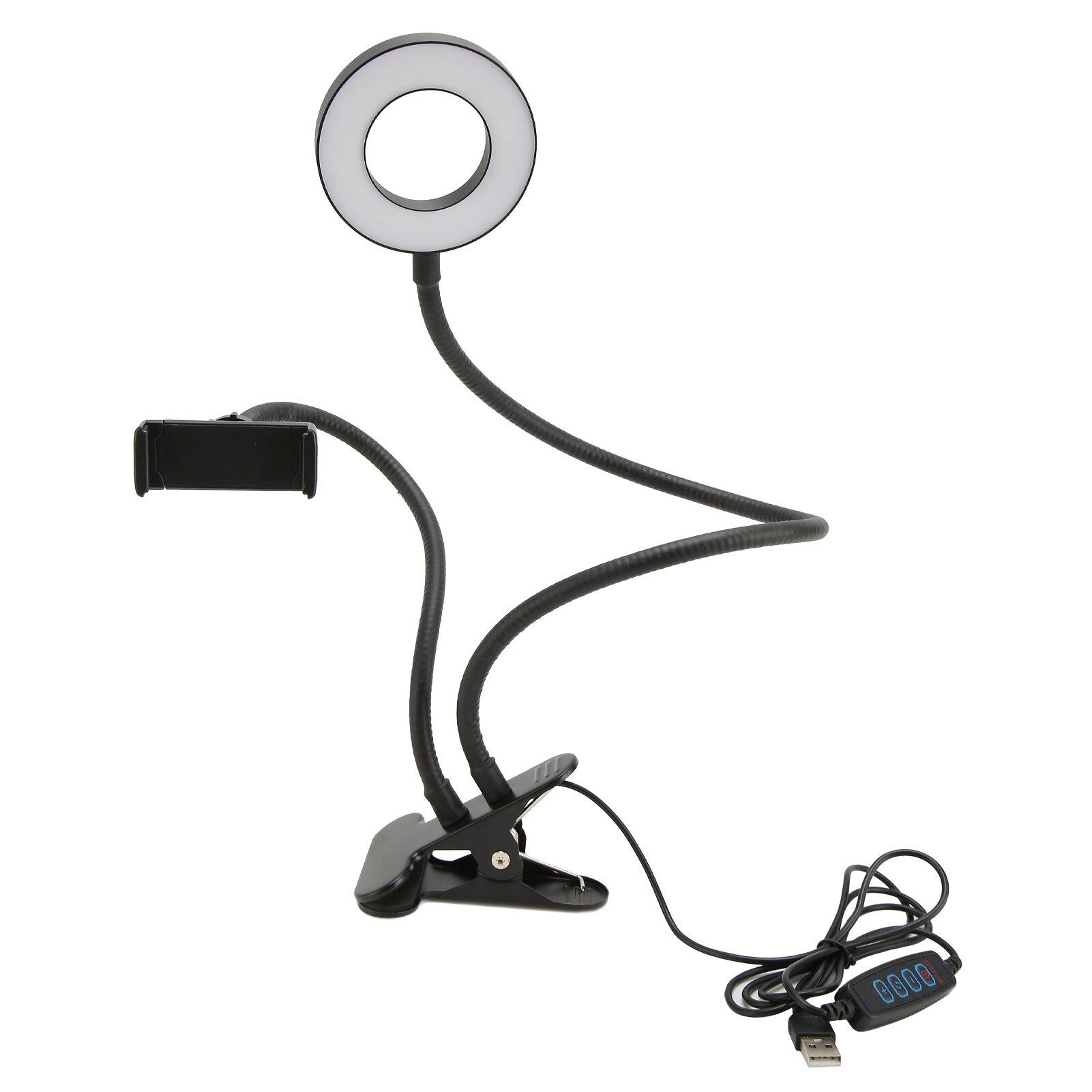 Кольцевой светильник для селфи, 10 уровней яркости, 3 цвета света, 5000K светодиодный кольцевой светильник для камеры для салона макияжа, черный