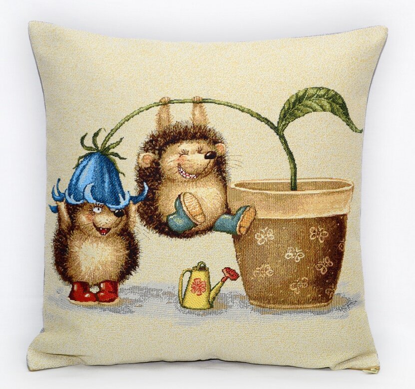 Декоративная гобеленовая наволочка "Весёлый ёжик Колокольчик" 45х45 см MIDA VANERI