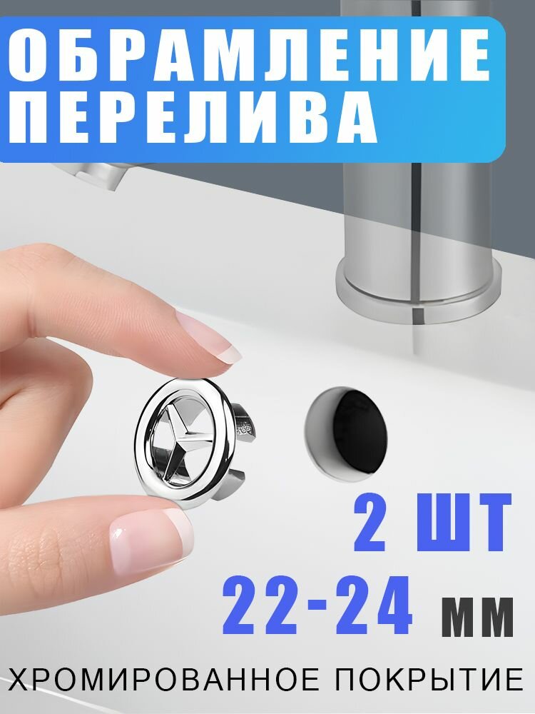 Декоративная рамка для перелива раковины, хромированная заглушка для ванны и кухни, универсальное кольцо-заглушка с блестящей поверхностью, простая установка без инструментов