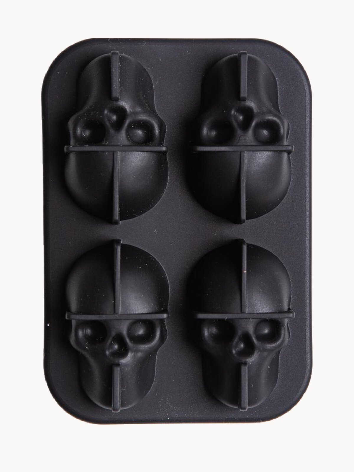 Форма для льда «Череп», силикон, 11×8×4,5 см, 4 ячейки (4,4×2,7 см), цвет чёрный