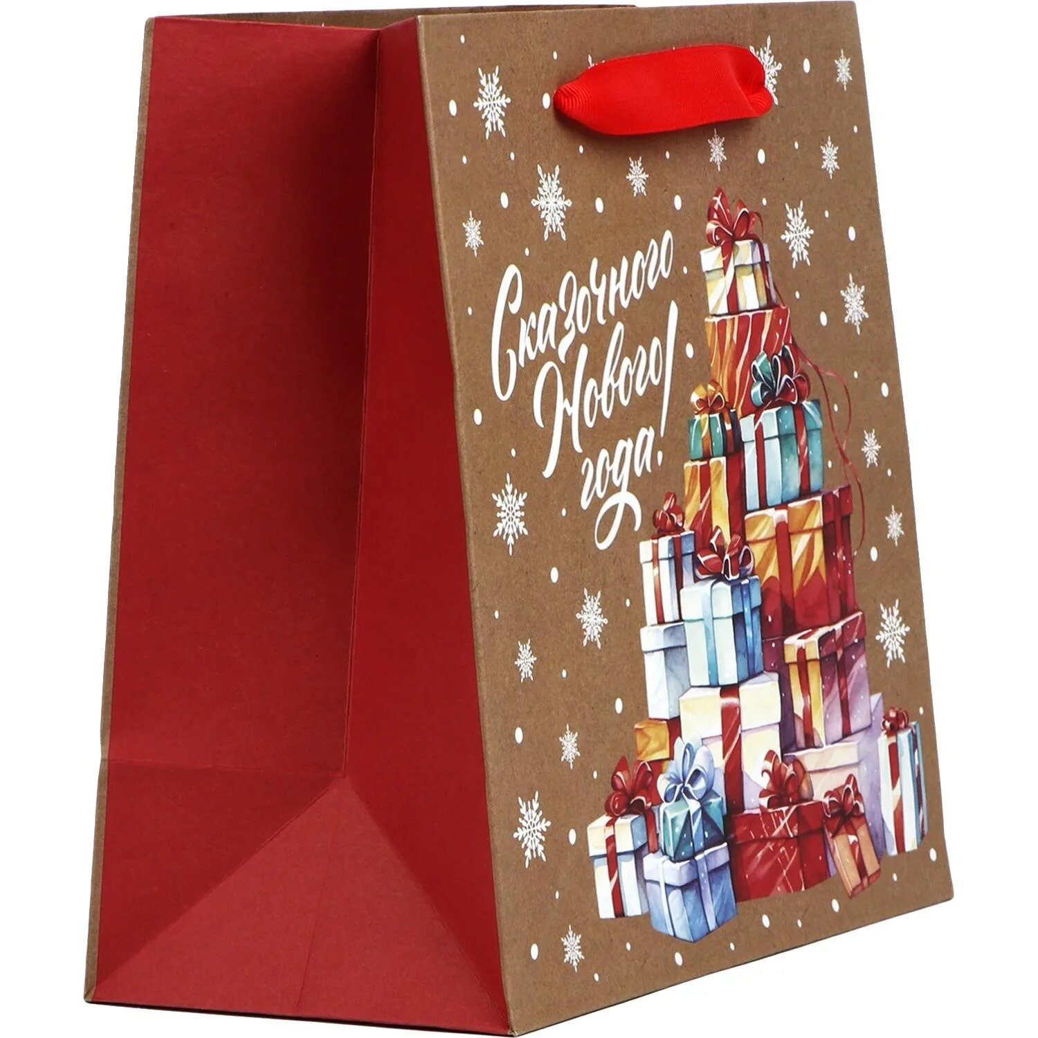 Пакет крафтовый квадратный 'Сказочные подарки', 22 x 22 x 11см 10335283 НГ