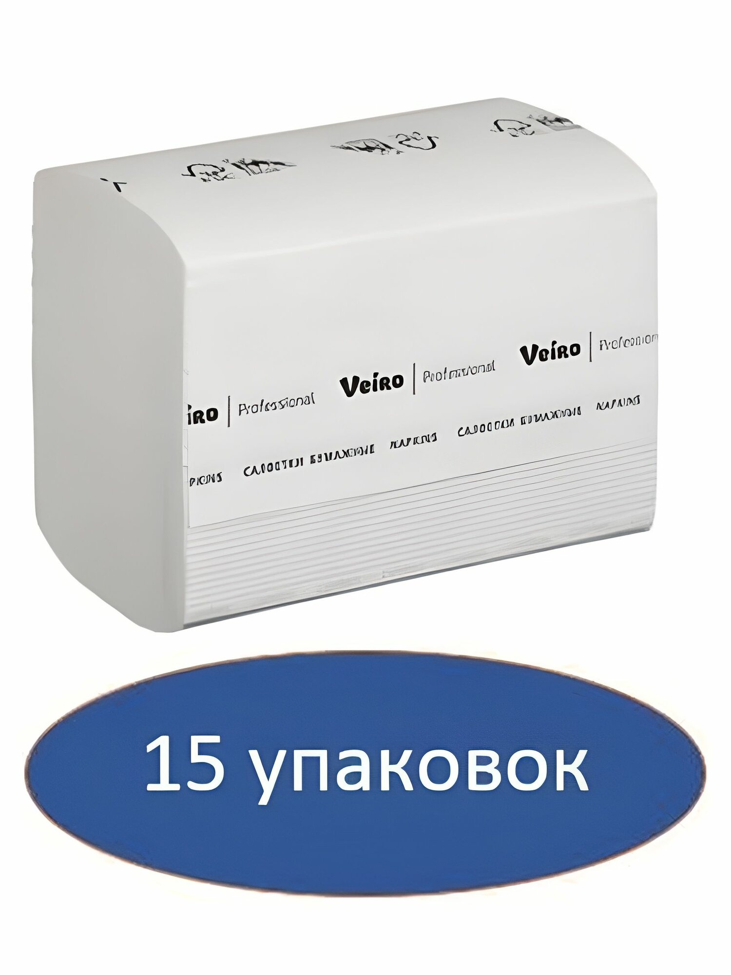 Салфетки для диспенсеров VEIRO Professional Comfort NV211 белые 210x162мм V-сложение, 2 Слоя, 220 Листов. Набор 15 упаковок.