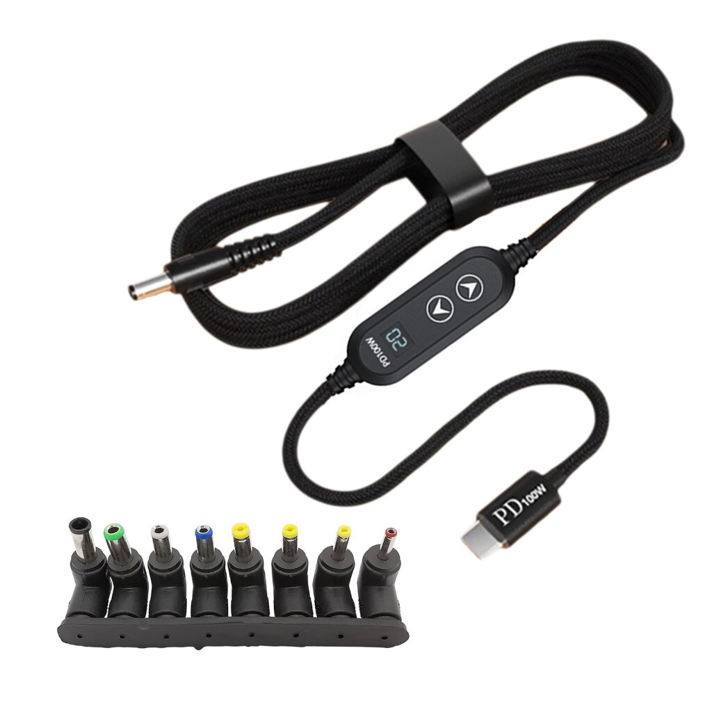 USB C DC5.5mm Источник Питания 100 Вт С 5 В/12 В/15 В/19 В/20 В Несколькими Выходами USB Для Прямого Шнура Питания, 8 Адаптеров Для ноутбуков