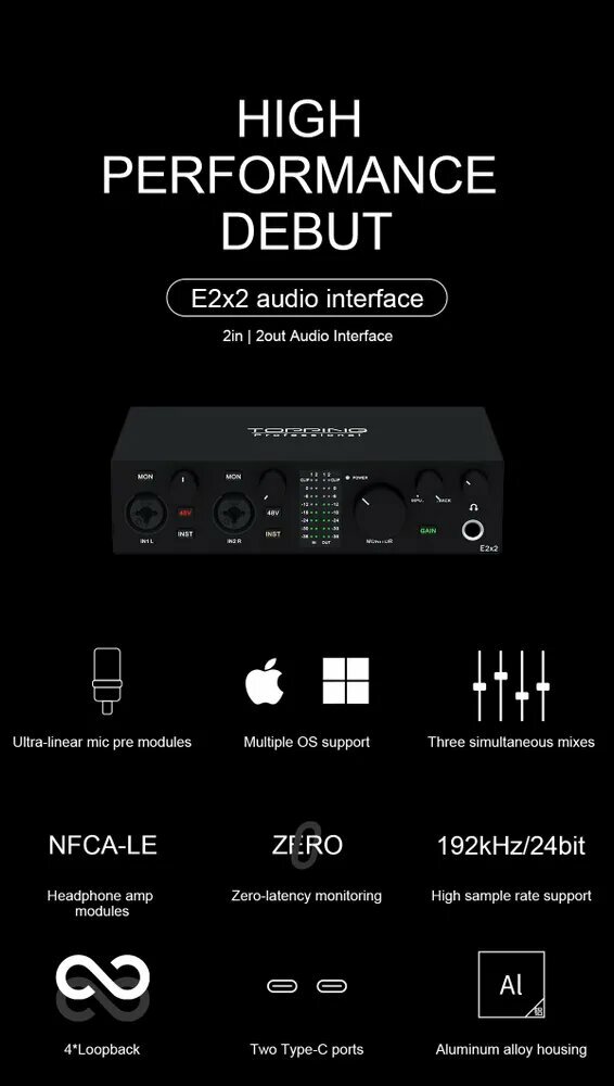 Аудиоинтерфейс Topping Professional E2x2 — фото 1