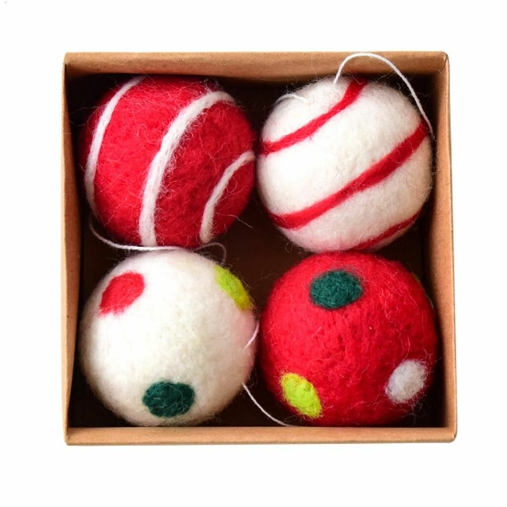 Набор для украшения зимнего дома из 4 шариков из фетра