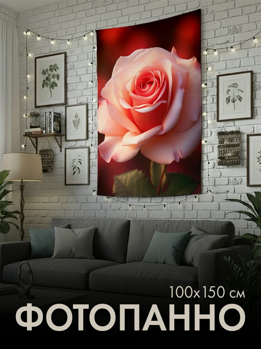 Панно тканевое PrintyFull / 100x150 см / роза, цветущая