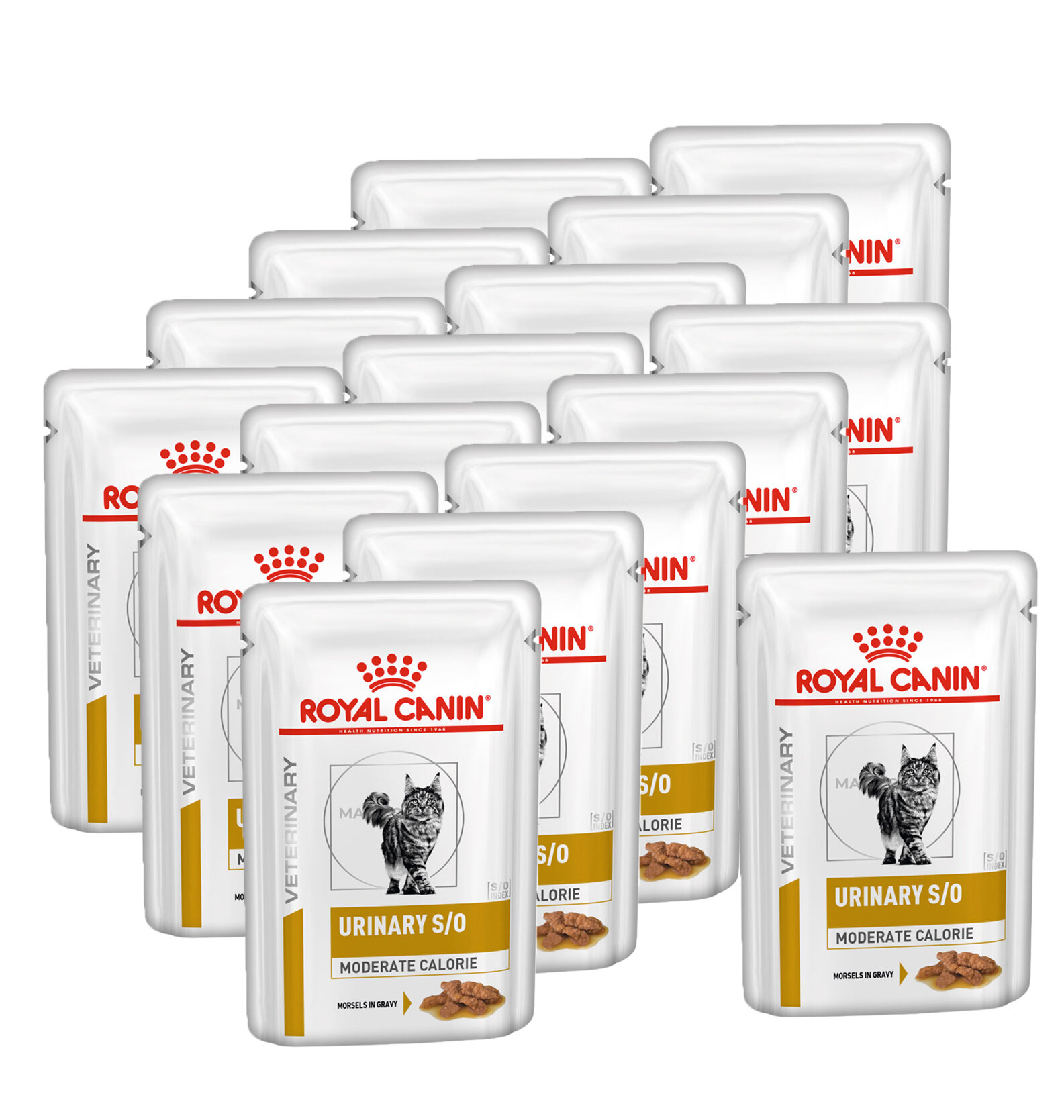Влажный корм (консервы) ROYAL CANIN URINARY S/O MODERATE CALORIE для взрослых кошек при мочекаменной болезни с умеренным содержанием энергии в соусе пауч, 85 гр x 16 шт.