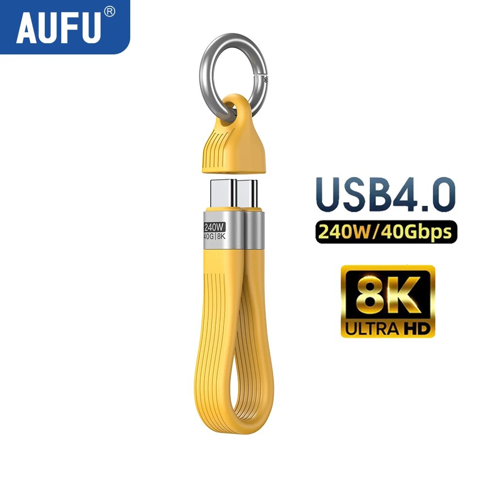 Короткий кабель AUFU USB4, 240 Вт, кабель USB C для быстрой зарядки типа C, 8K при 60 Гц, 40 Гбит/с, провод для передачи данных Thunderbolt 3/4, ноутбука, телефона, планшета