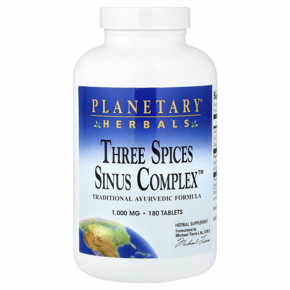 Planetary Herbals, Three Spices Sinus Complex™, 180 таблеток