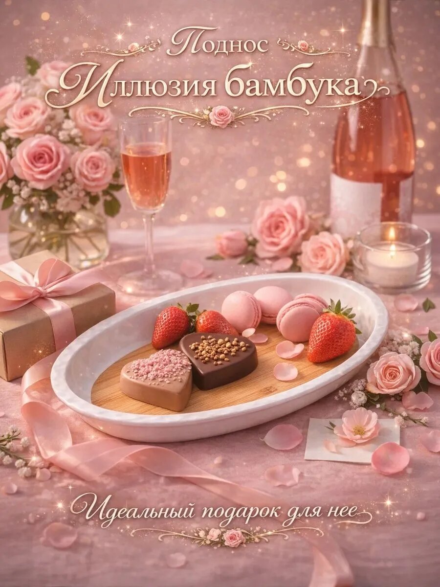 Поднос «Иллюзия бамбука», овальный, пластик, 38.5×25.5×4 см, белый, бежевый