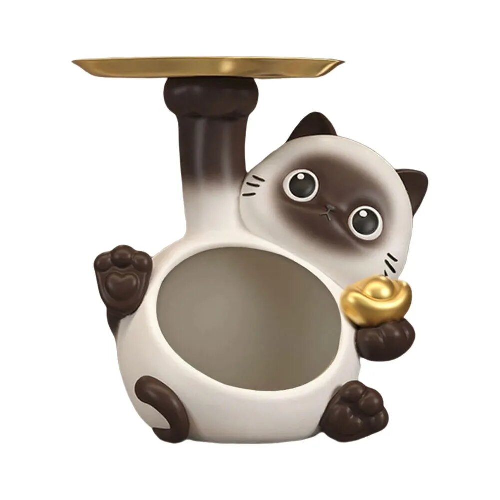 Ключница настенная в виде сиамской кошки, 1 шт, полирезин, для прихожей