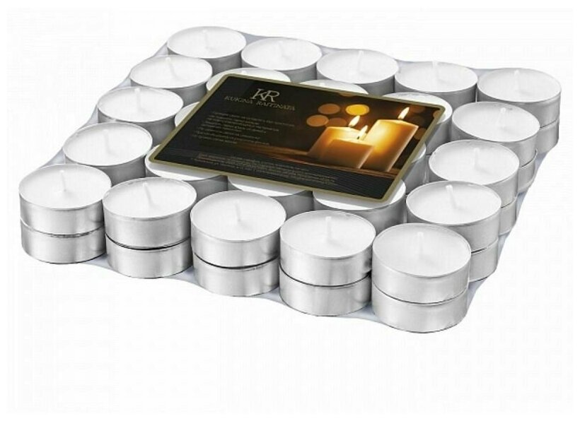 Свеча Чайная в гильзе белая 50шт/уп, Kukina Raffinata. 3 часа горения