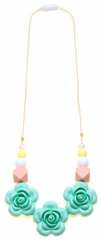 Грызунок прорезыватель для зубов детский - Слингобусы из пищевого силикона , силиконовые бусы прорезыватели , "Розы мятные", 01019013