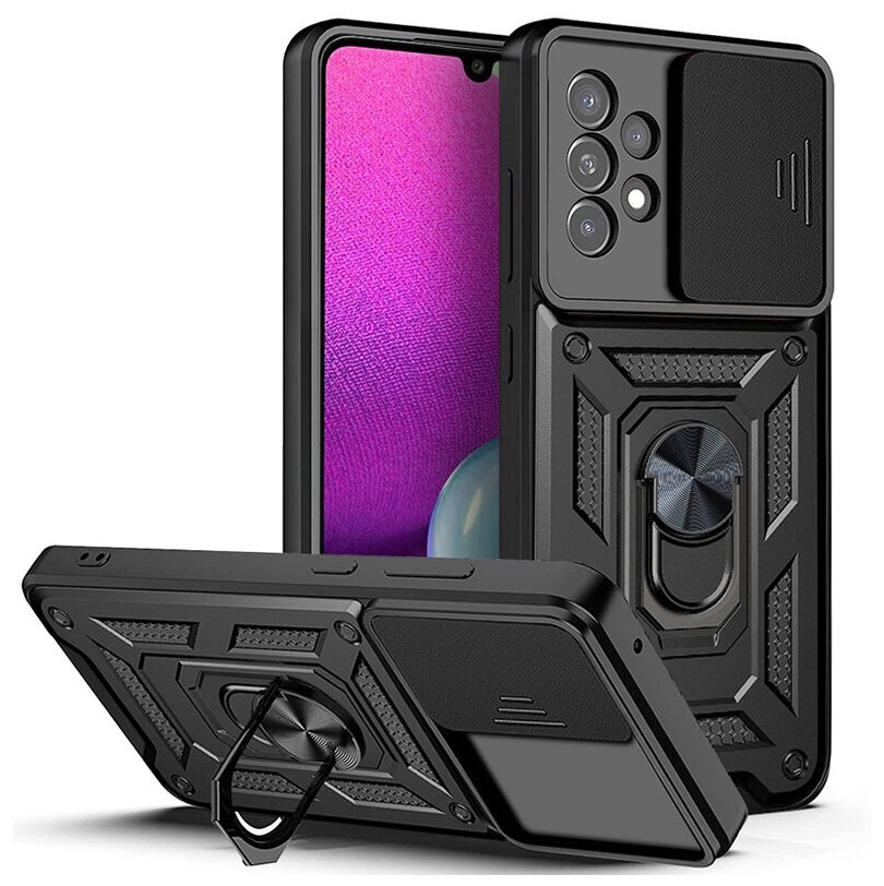Чехол с кольцом Bumper Case для Samsung Galaxy A73 черный