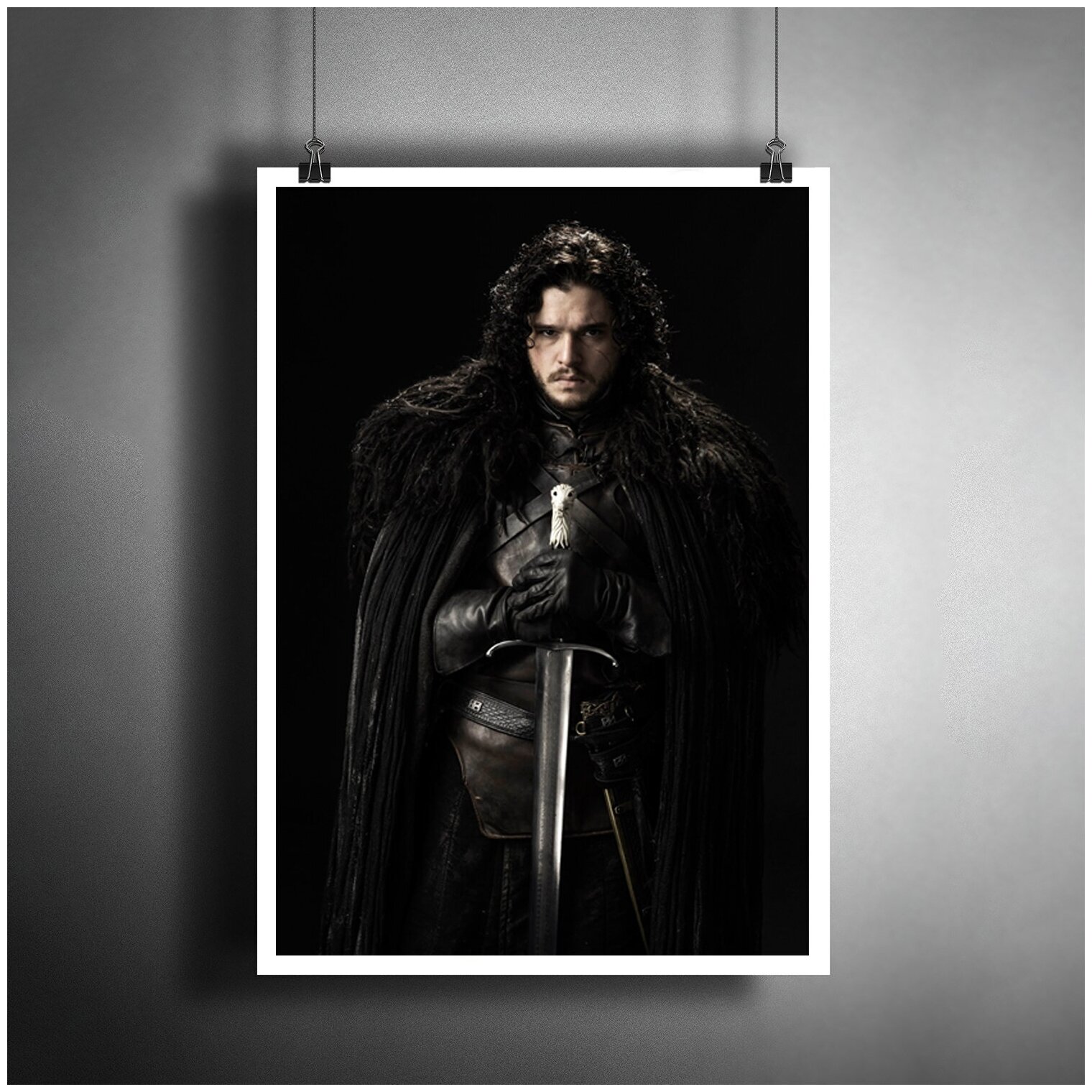 Постер плакат для интерьера "Сериал: Игра Престолов. Game of Thrones. Джон Сноу. Актёер Кит Харингтон"/ Декор дома, офиса, комнаты A3 (297 x 420 мм)