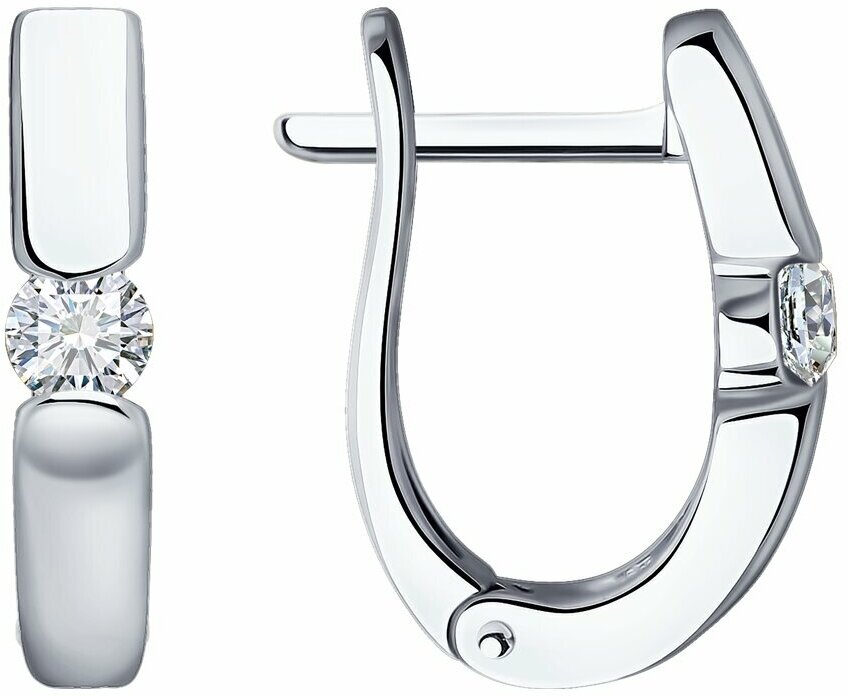 Серьги, белое золото, 585 проба, бриллиант