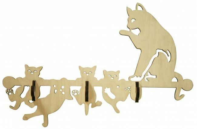 Деревянные заготовки / Декупаж, деревянная заготовка для творчества "Добрый мастер" №14018 "Вешалка Кошка с котятами" 38*24см (1шт)