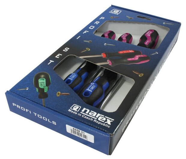 Набор из 5 отверток - шлиц 3шт, PZ 2шт NAREX S Line Profi 855851
